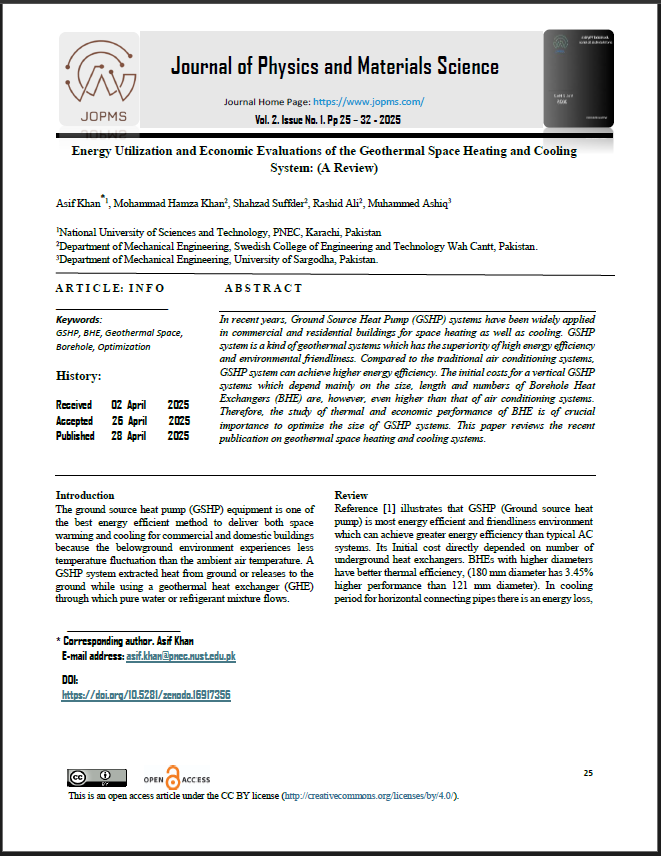 Energy utilization and Economic Evaluations of the Geothermal Space ...